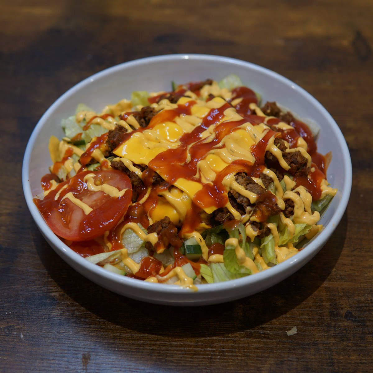 High Protein Cheeseburger Bowl with Fries Recipe